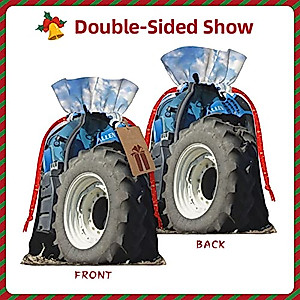 Farm Tractorchristmas Drawstring Gift Bag, Linen Drawstring Gift Bag, Reusable Drawstring Gift Bag, Used For Christmas, Birthday, Wedding Supplies