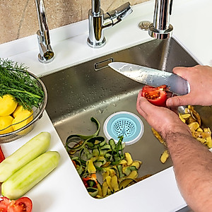 uxcell Silicone Sink Strainer, 2Pcs Kitchen Sink Drain Strainer Stopper with Detachable Stainless Steel Edge 4.4" Diameter Rim, Blue