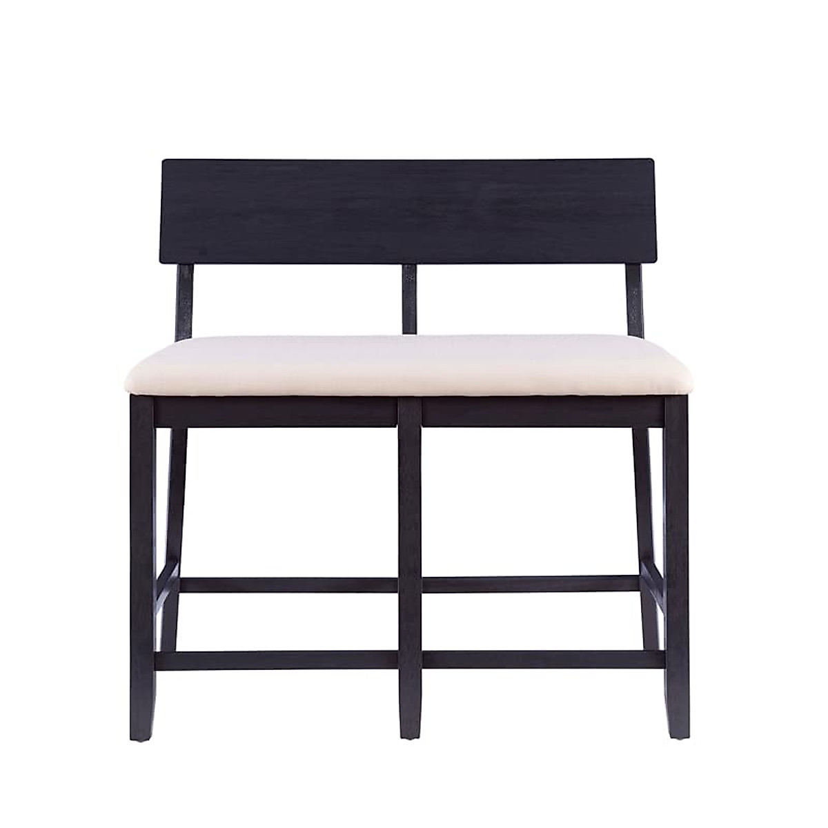 Linon Jordan Wood 25" Counter Height Dining Bench in Dark Charcoal Gray