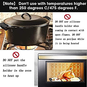 Silicone Hot Handle Holders Cover 4 Pack Cast Iron Skillet Handle Cover Pot Handle Holder Sleeve Non-Slip Heat Resistant Removable Potholder for Metal ​Frying Pans Aluminum Cookware Handles (Black)