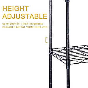 Simple Deluxe Heavy Duty 6-Shelf Shelving with Wheels, Wire Shelving with Hanging Hooks, Adjustable Storage Units, 29.92'' D x 13.98'' W x 71.65' H, 6 Tier, Black