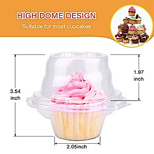 HIMETSUYA Cupcake Boxes Individual Cupcake Containers, 50 Packs Regular Single Cupcake Holder High Topping for Muffins, Thicker Stackable Plastic Cupcake Carrier for Party (50 pack)