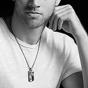 AIPNIS Personalized Custom Photo Picture Text Engraved Stainless Steel Dog Tags Necklace Message Pendant Customized Birthday Gift,Father's Day Gift