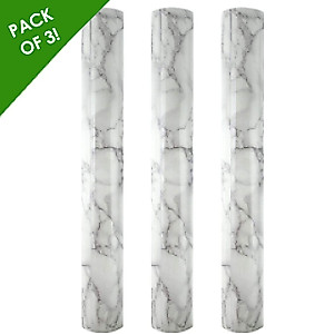 Craftopia Adhesive Craft Vinyl Roll | White Marble Vinyl , Bamboo, Wood Grain | Various Sizes and Designs (White and Gray Marble Color Pack of 3) .