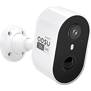 AOSU 2K Security Cameras Wireless Outdoor, Battery Powered for Home Security Cameras with PIR Human Motion Detection, Full-Color Night Vision, Spotlight & Siren, 2-Way Audio, 2.4GHz WiFi, Waterproof