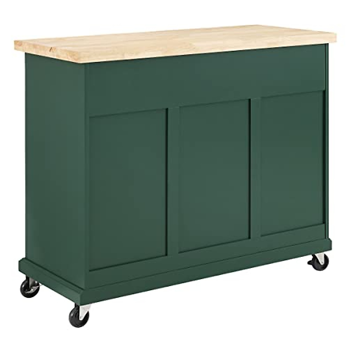 Crosley Furniture Madison Madison Rolling Kitchen Island Cart, Microwave Stand, Coffee Bar, with Shelves and Drawers, Emerald Green