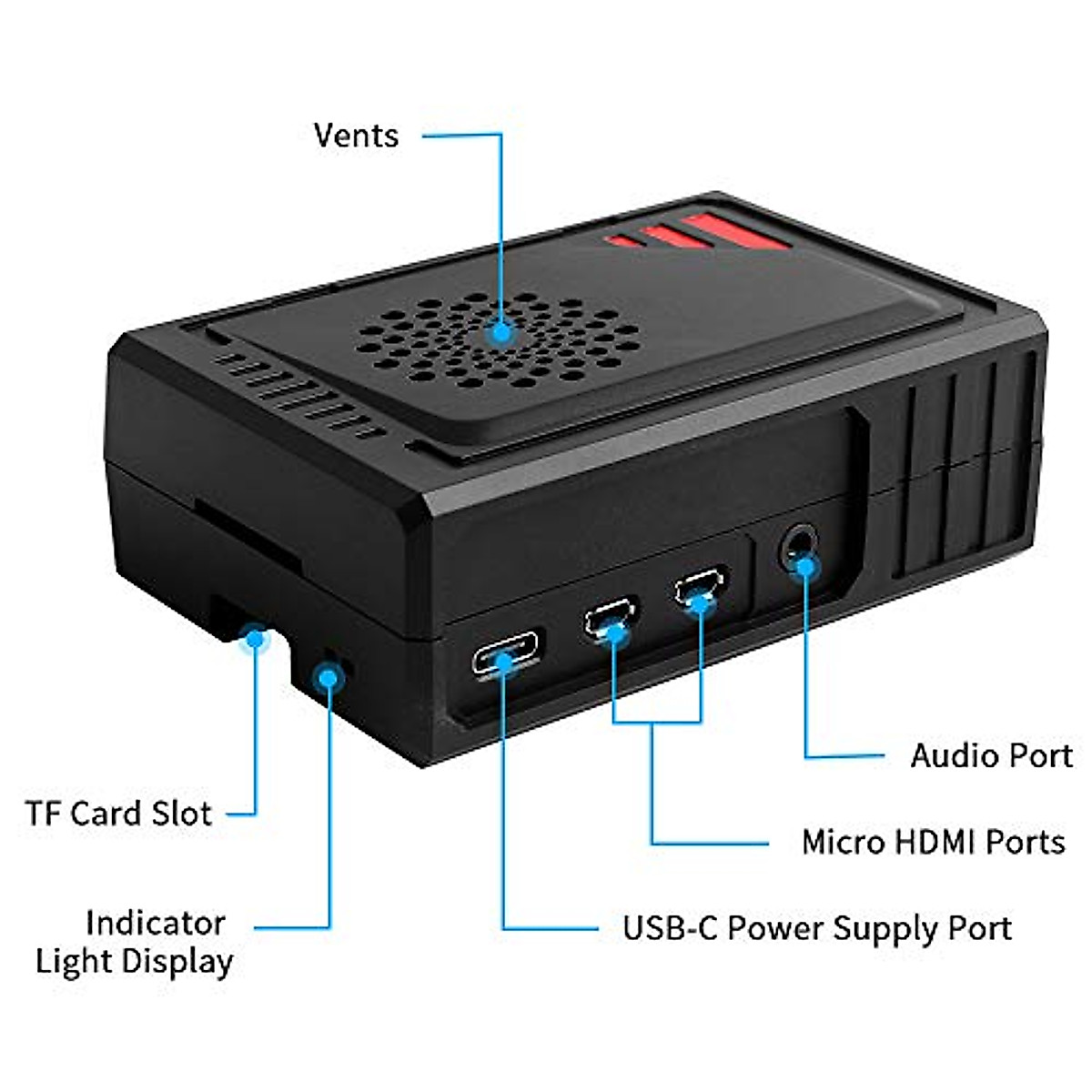 GeeekPi Raspberry Pi 4 Case, Raspberry Pi Case with Cooling Fan 40X40X10mm and 4pcs Raspberry Pi 4 Heatsink for Raspberry Pi 4 Model B