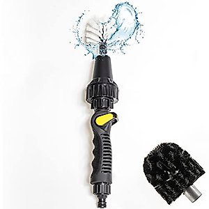 UYYE Wheel Brush -The Water-Powered Wheel Rim Cleaning Brush,Car Interior and Exterior Accessories,Auto Spinning Brushes to Scrub and Wash Car Tires,Bike & Motorcycle Wheels