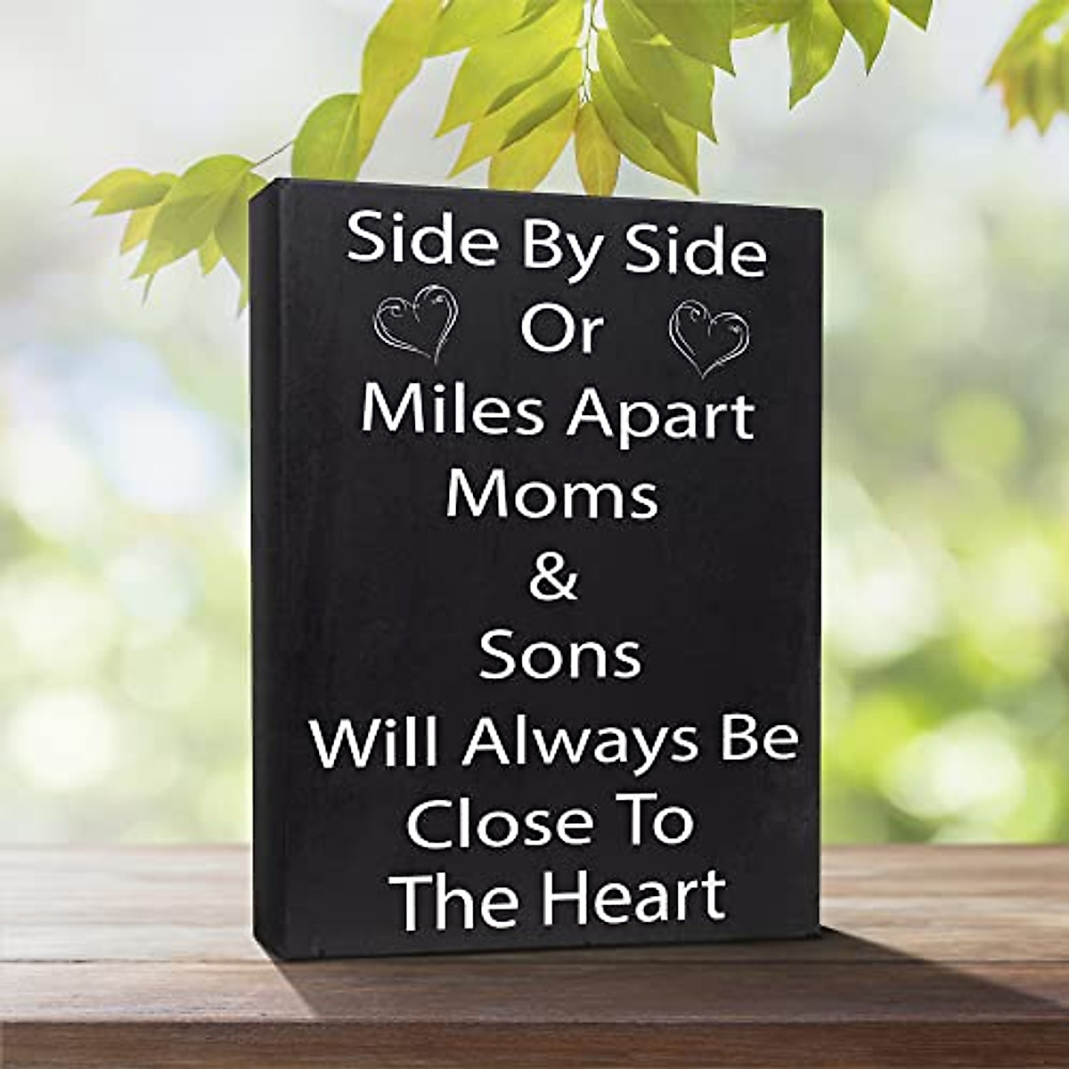 JennyGems Mom Gifts from Son, Mom and Sons Will Always Be Close to the Heart Wooden Sign and Wall Decor, Made in USA