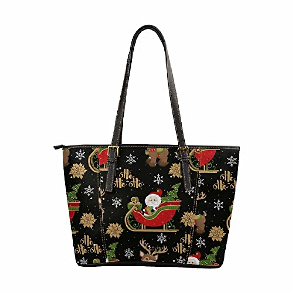 InterestPrint Tote Bag for Women School Work Travel and Shopping Pattern with Santa Claus