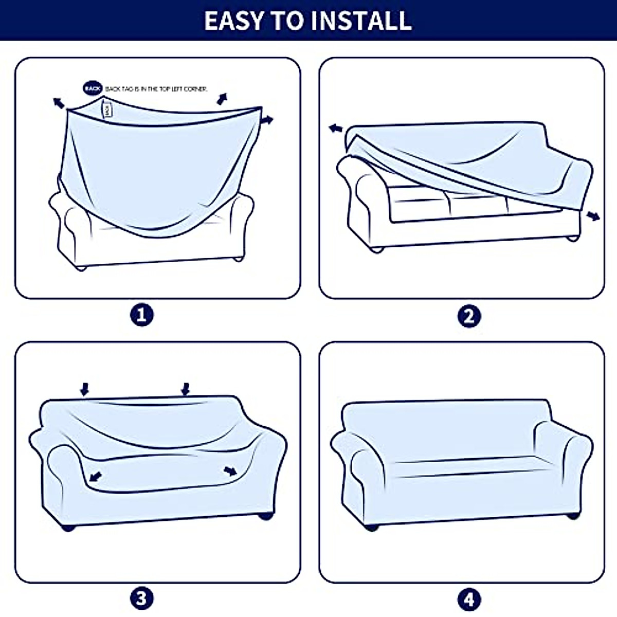 SUBRTEX Stretch Sofa Cover Set 1 Piece Sofa Slipvover with A Gift Cushion Cover for 2 Cushion Couch Loveseat(Steel Blue,Loveseat)