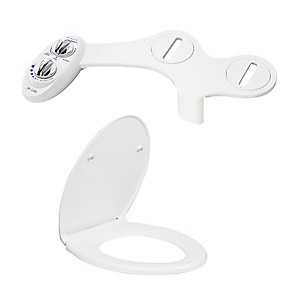 LUXE Bidet NEO 185 White and Elongated Toilet Seat Bundle
