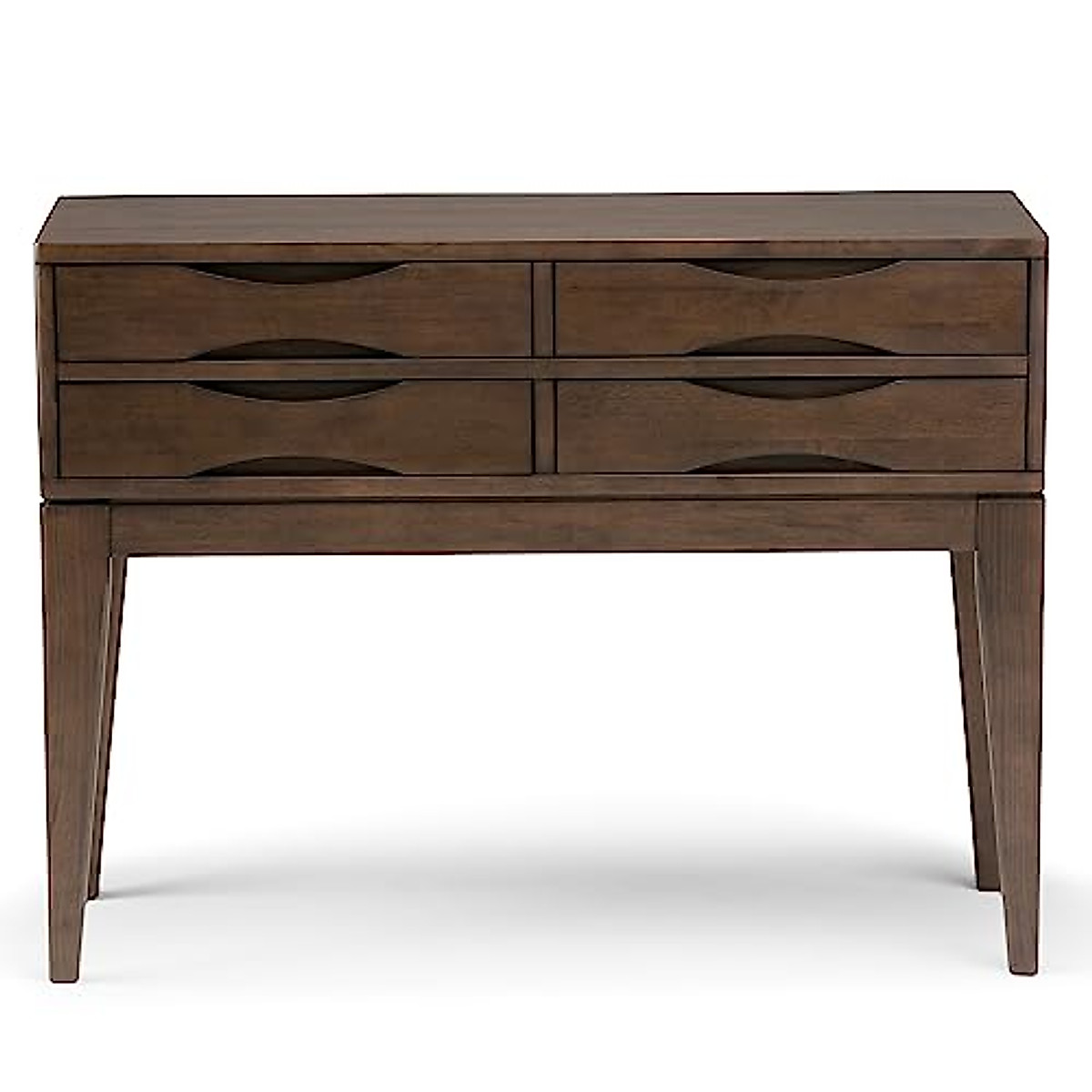 SIMPLIHOME Harper SOLID WOOD 40 inch Wide Mid Century Modern Hallway Console Sofa Entryway Table in Walnut Brown with Storage, 4 Drawers , for the Living Room, Entryway and Bedroom