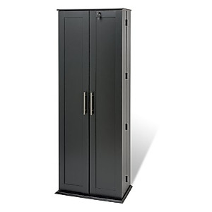 Prepac Grande Locking Media Storage Cabinet with Shaker Doors Storage Cabinet, Black & Locking Media Storage Cabinet with Shaker Doors Storage Cabinet, Black