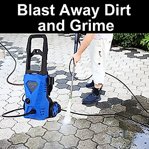 WHOLESUN WS 3000 Electric Pressure Washer 1.58GPM Power Washer 1600W High Pressure Cleaner Machine with 4 Nozzles Foam Cannon for Cars, Homes, Driveways, Patios (Blue)