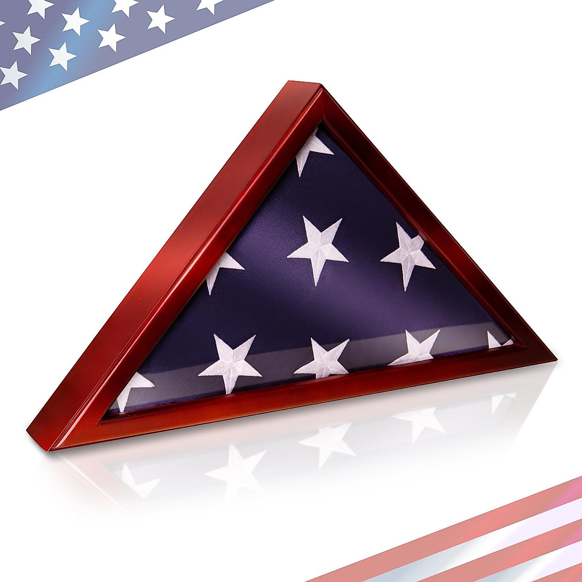 Forever Lane Flag Display Case for American Veteran Flag, Large 9.5x5 ft Memorial Flag Box -Military Flag Holder, Solid Wood w/Acrylic Front,Wall Mount or Standing Display Box