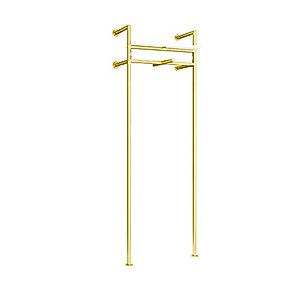 WFDERAN Modern Clothing Store Square Tube Garment Rack,1-Tier Wall Mounted Storage Clothes Shoe Bag Hanging Shelves,Retail Shop Clothes Display Stands (24" L, Gold with Wood)