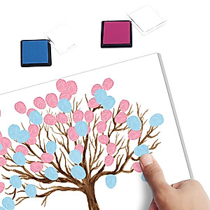 LNOKRIM Baby Shower Guest Book Fingerprint Tree Canvas, Jungle Safari Theme Gender Reveal Supplies, Personalized Alternative Guest Book,Fingerprint Guest Book