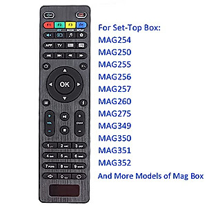 Amiroko Replacement Remote Control for MAG254 MAG250 255/256 / 257/260 / 275/349 / 350/351 / 352 OTT Tv Box IPTV Set-Top Box, Black