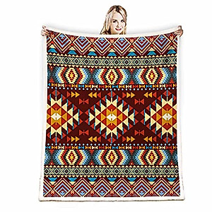 Juirnost Aztec Blanket,Native American Blanket,Western Throw Blankets,Indian Blankets,Mexican Blanket,Navajo Blanket,Southwestern Throw Blanket,Beige Tribal Boheiman Blanket,Ethnic Geometric Blanket