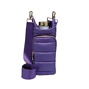 WanderFull Original Crossbody HydroBag | Quilted Water Bottle Carrier | Puffer Tote Tumbler Holder with Pockets for Purse, Phone & Accessories | Carry Travel Essentials (Deep Violet)