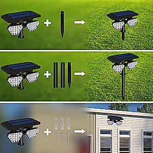 CREPOW Solar Flood Lights, 32 LED Solar Spot Lights Outdoor IP65 Waterproof Landscape Spotlights Dusk to Dawn Landscape Lights for Garden Garage Fence Driveway Porch (6000K Cold White, 2 Pack)