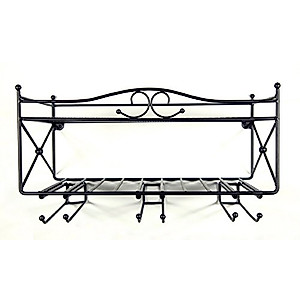 Mango Steam 2 Tier Wall Mounted Wine Rack with Stemware Holder - for Kitchen, Bar, & More