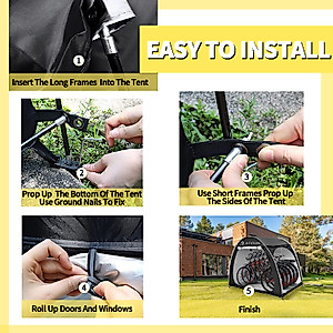 AIVIIN 4 or 5 Bike Tent, 210D Silver-plated Oxford Extra Thick Waterproof &Sunproof Large Outdoor Bikes Storage Shed for Mountain Bicycle, Motorcycle, Garden Repair Tools, Pool Toys, Lawn Mower, Black