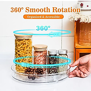 2 Pack Lazy Susan Organizer for Cabinet, 9 Inch Clear Lazy Susan Turntable Organizer for Refrigerator, Rotating Lazy Susan Organizer Tray for Pantry Countertop, Spice Rack Organizer and Storage
