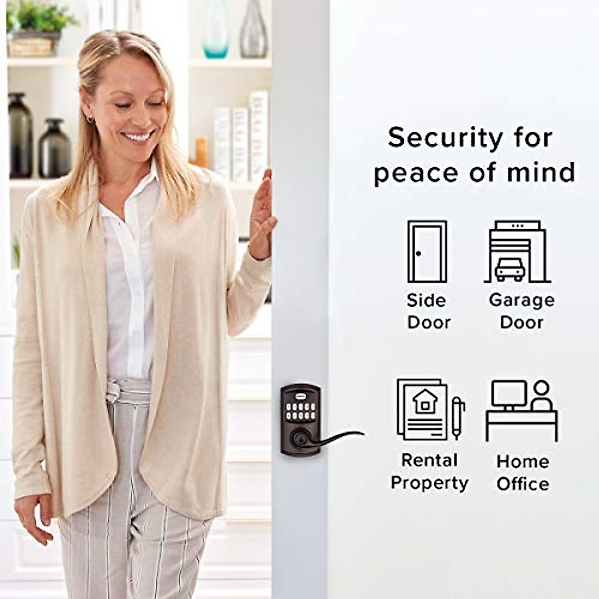 Kwikset 99170-001 SmartCode 917 Keypad Keyless Entry Traditional Residential Electronic Lever Deadbolt Alternative with Tustin Door Handle and SmartKey Security, Satin Nickel