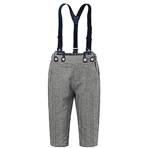 SANGTREE Boys Tuxedo Outfits Suits, Button-Up Formal White Bow Tie Shirt + Vest + Suspender Pants Wedding Party Clothes Set, Grey Claws, 12-18 Months = Tag 80