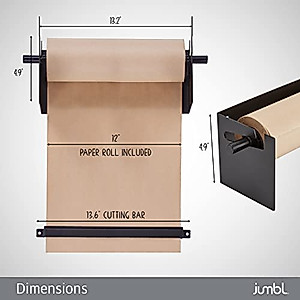Jumbl 12” Wall Mounted Kraft Paper Dispenser | Hanging Paper Roll with Cutter for Kitchen, DIY Room, Office, Business, & More | Great for to-Do Lists, Menus, Grocery Lists, & Art Projects