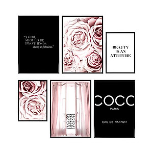 Heimlich wall art prints paris decor for glam bedroom UNFRAMED women 6 pink poster as stylish fashion wall art, 11x17 & 8x10, door coco