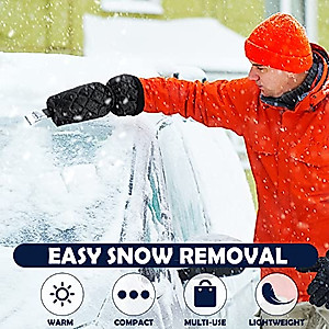 JaGely 4 Pack Ice Scraper for Cars Windshield with Mitt Snow Scraper Remover with Glove Waterproof Warm Cozy Car Ice Scraper for Car Auto Truck Window