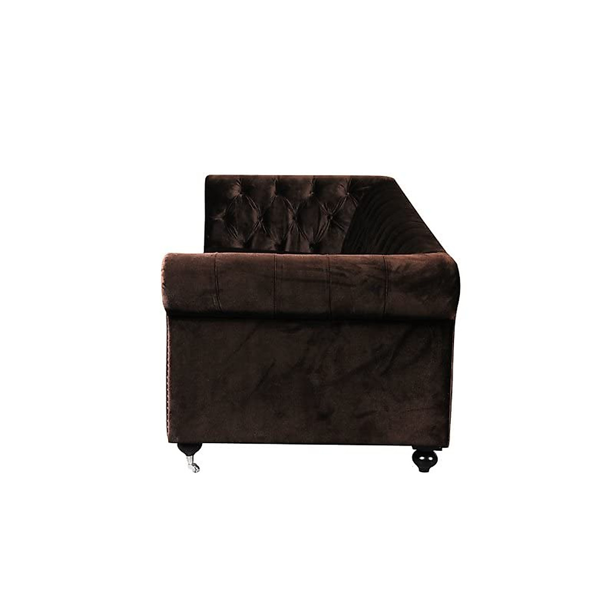 American Home Classic Claire 15" 3-Seat Velvet Upholstered Sofa in Chocolate