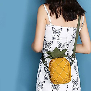 Van Caro Pineapple Shape Mini Purse,Women Crossbody Oxford Fruit Bag Cellphone Purse Ginger