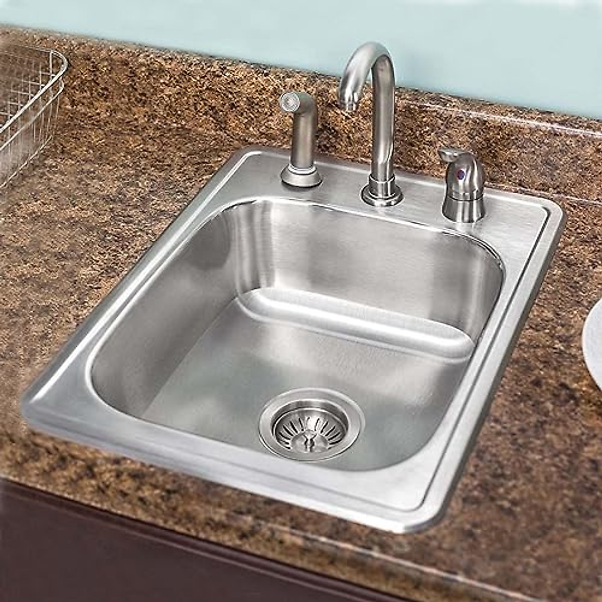 ORLANDO 17x22 inch Single Bowl Kitchen Sink Drop in Stainless Steel Bar Sink, Topmount Bar/Prep sink