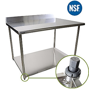 Vacmaster 36" x 48" Stainless Steel Workstation & Prep Tables with Adjustable Under-Shelf, Heavy Duty NSF Commercial Tables for Restaurant, Hotels, Lodges, and Home
