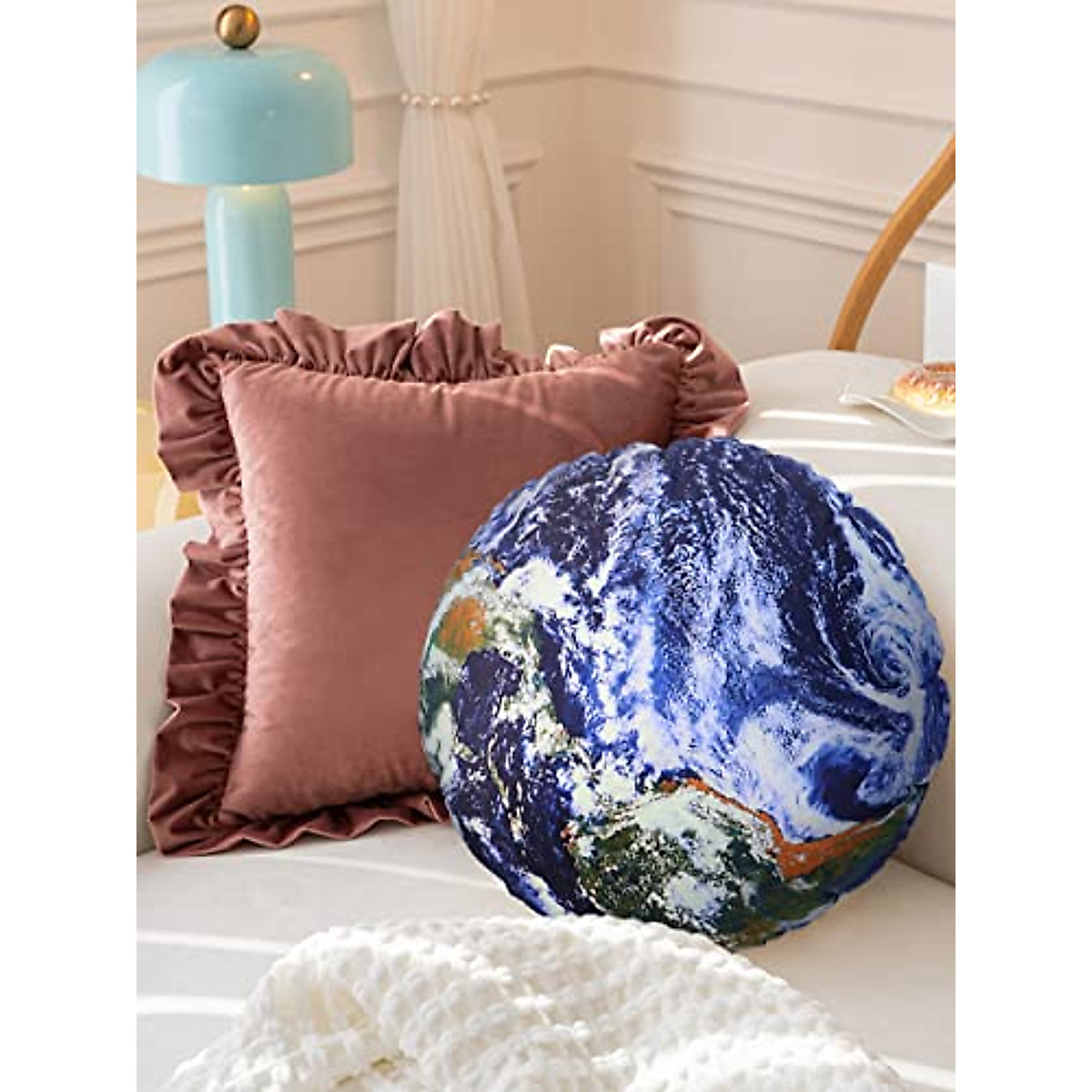 homecozy Creative Home Decoration Throw Pillow 3D Simulated Space Planet Floor Cushion for Children's Toys and Photographic Props 16x16 Inches Earth