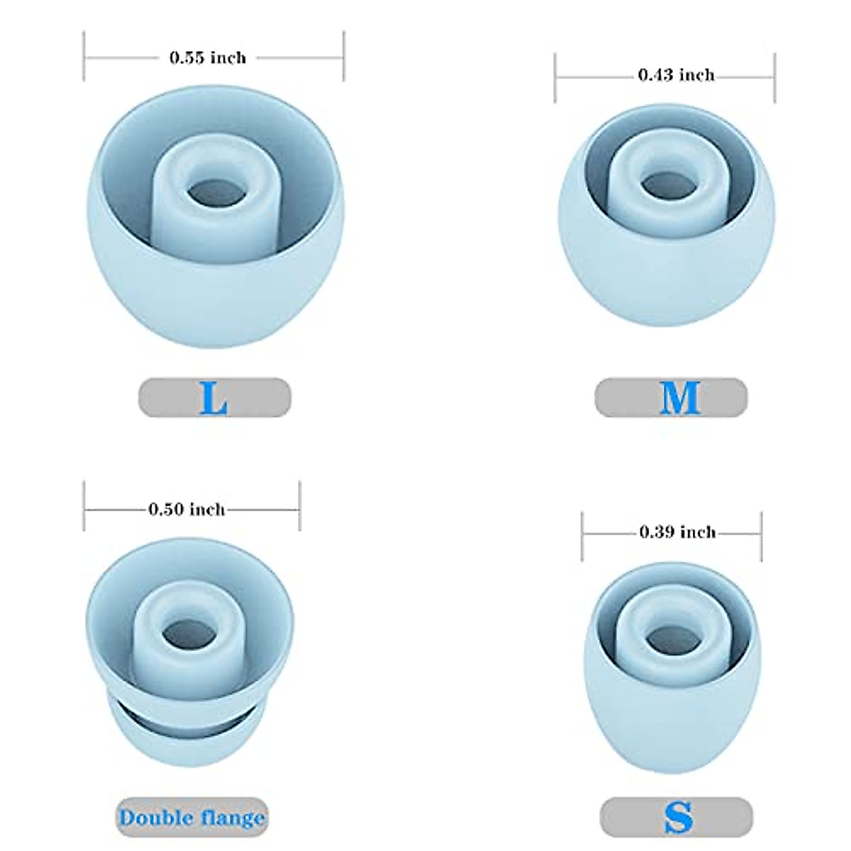 4 Pair Replacement Silicone Ear Tips Earbuds Buds Set for Powerbeats Pro Wireless Earphone Headphones (PRO eartips Blue)