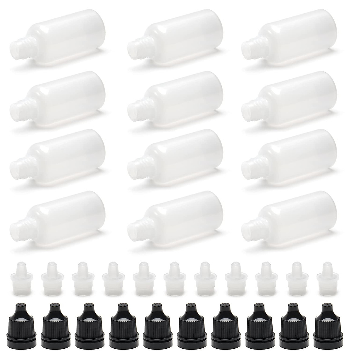 Aicosineg 10Pcs 0.68oz PE Plastic Bottles Lab Dropper Bottles Small Mouth Drop Bottles Squeezable Eye Liquid Dropper Bottles Liquid Sample Seal Storage Bottles with Black Cap for Travel Translucent