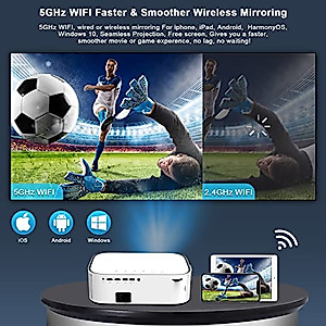 Jorkar 5G WiFi Bluetooth Home Projector, Native 1080P Movie Projector, 500ANSI 10000L Bright, Dual 5W (10W) Stereo Speakers, Dolby Supported, for Movies Gaming Meeting, for TV Stick iOS Android PS5
