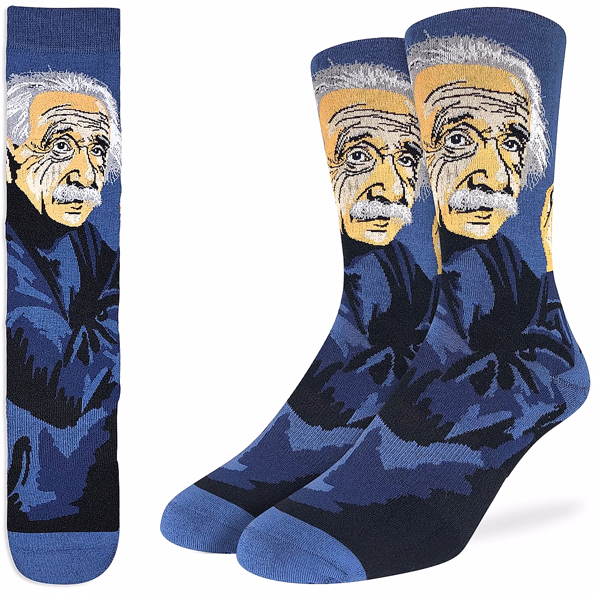 Good Luck Sock Men's Albert Einstein, Thinking Socks, Adult, Shoe Size 8-13