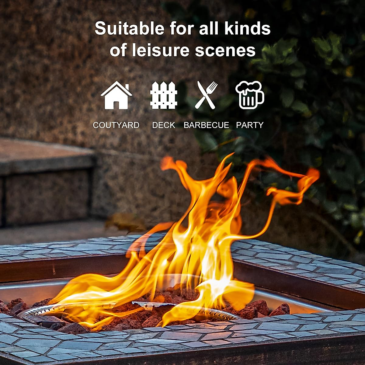 OutVue 30 inch Real Slate Propane Fire Pit Table, Gas Fire Pits for Outside Patio,50000 BTU Propane Fire Pits with Lid &Lava Rocks,Firepit for Garden,Yard
