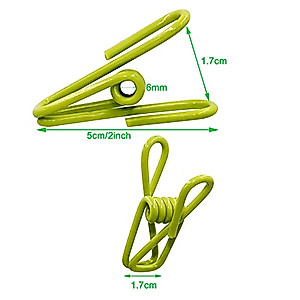 QingLHC Clothes Pins Multipurpose,Metal Clip PVC-Coated 2 inch Utility Clips for Clothes Line Bag Sealing Paper Clips Kithch Clips Laundry Hanging (30pcs) LHC018, Multicolor