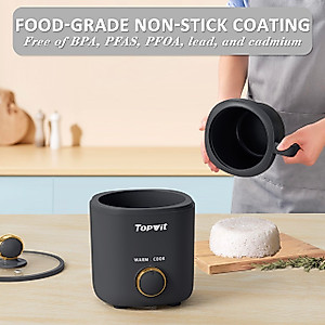 TOPWIT Rice Cooker Small, 2-Cups Uncooked, 1.2L Mini Rice Cooker with Non-stick Coating, BPA Free, Portable Rice Maker with One Touch & Keep Warm Function, Grey