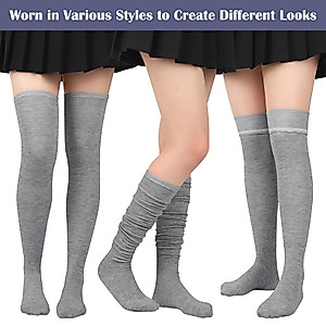 Aneco 5 Pairs Over Knee Thigh Socks Knee-High Sock High Thigh Stockings High Boot Thigh Women Socks for Cosplay,Daily Wear