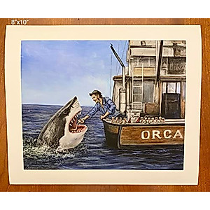 Drinking Buddies; Shark Drinking a Beer With Sailor (8x10)