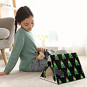 Y-DSIWX Guinea Pig House Bed, Rabbit Large Hideout, Small Animals Nest Hamster Cage Habitats Green Seamless Christmas Tree