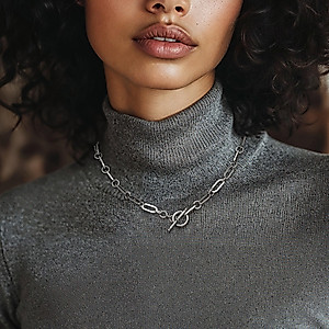 Ross-Simons Italian Sterling Silver Paper Clip Link Toggle Necklace. 16 inches